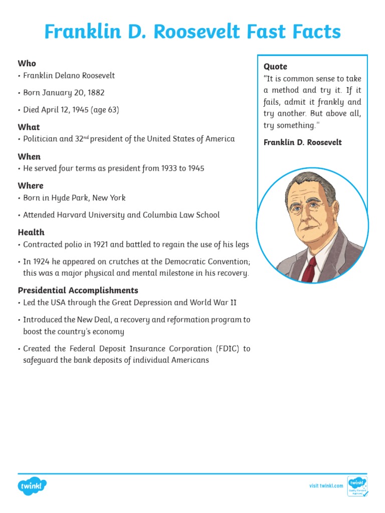 Franklin D. Roosevelt: Key Facts & Legacy | PDF | History