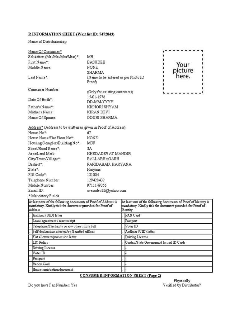 Consumer Information Form | PDF | Identity Document | Government And ...