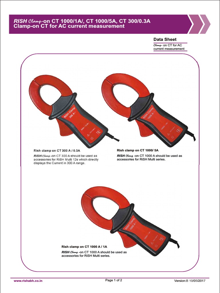 RISH Clamp-on CT Specifications | PDF | Alternating Current ...