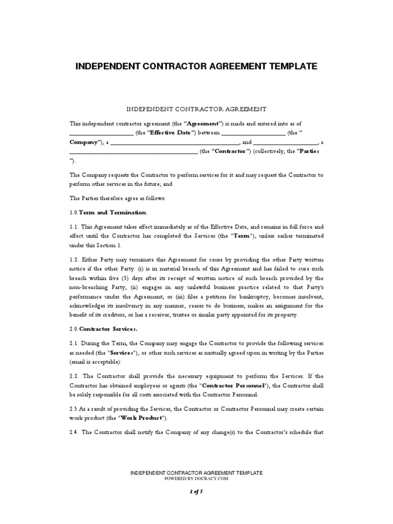 Independent Contractor Agreement Template | PDF | Independent ...