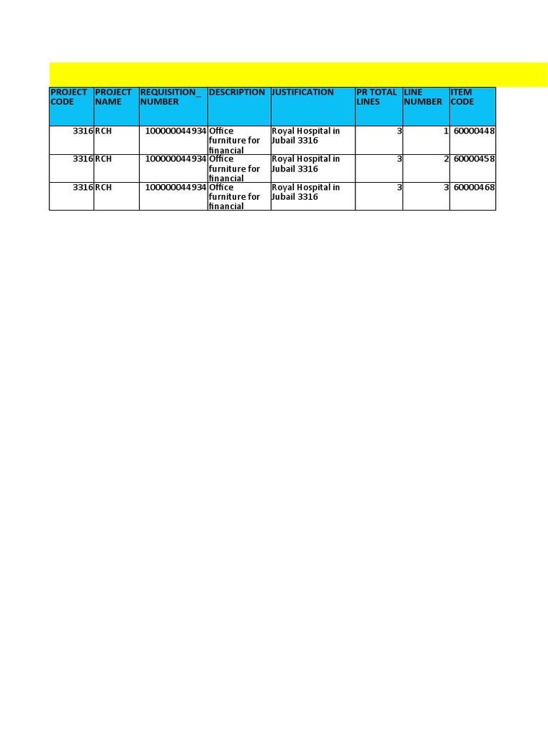 Purchase Requisition Log Sheet | PDF