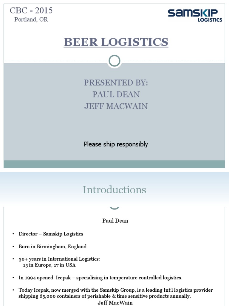 Craft Beer Logistics: Shipping Responsibly - A Presentation on the ...