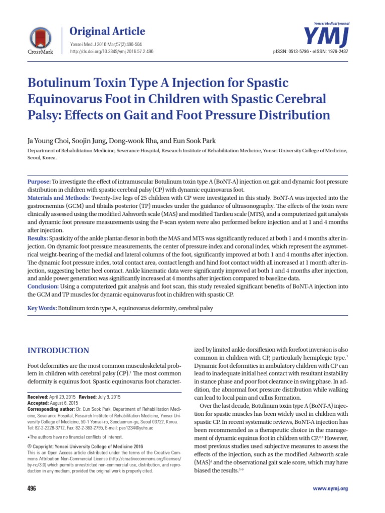 Botulinum Toxin Type A Injection For Spastic Equinovarus Foot in ...