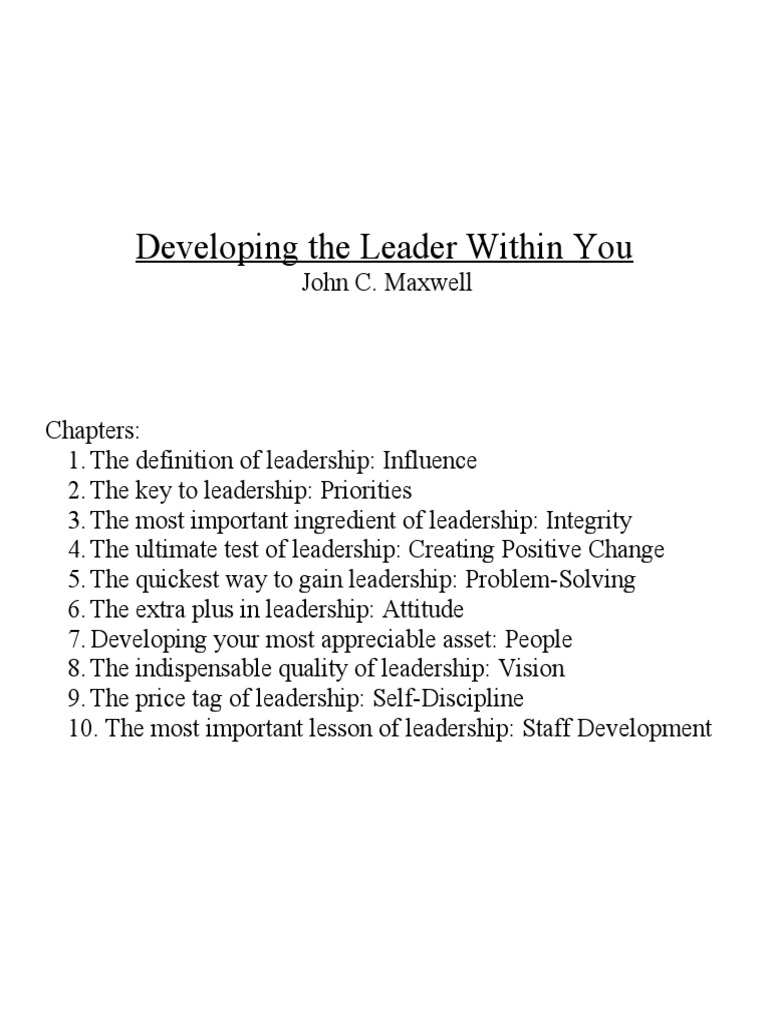 Developing The Leader Within You by John C | Download Free PDF ...