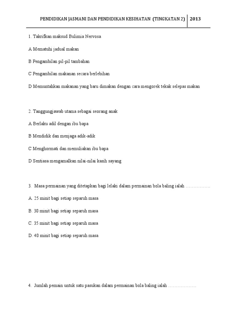 Soalan Pj Dan Pk Tingkatan 2 Pdf