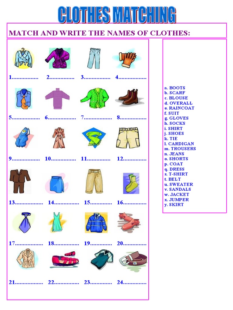 Clothes Matching Exercise | PDF