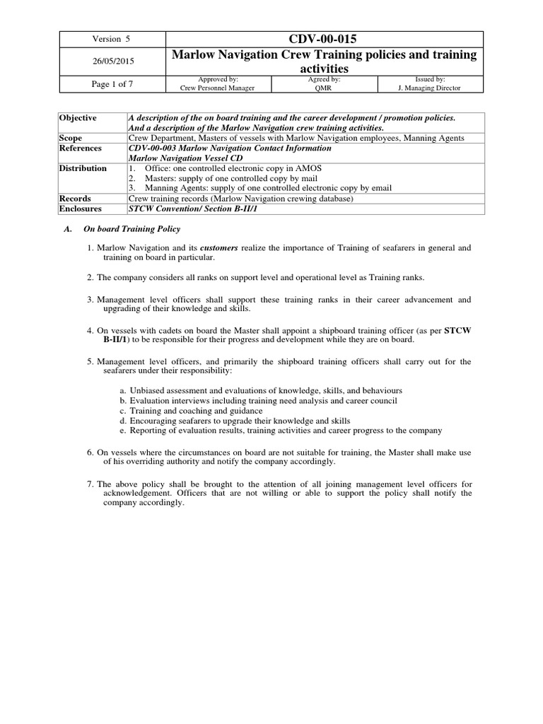 CDV-00-015 Marlow Navigation Crew Training Policies and Training ...