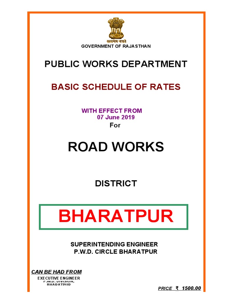 BSR 2019 Road Bpur. | PDF | Concrete | Mortar (Masonry)