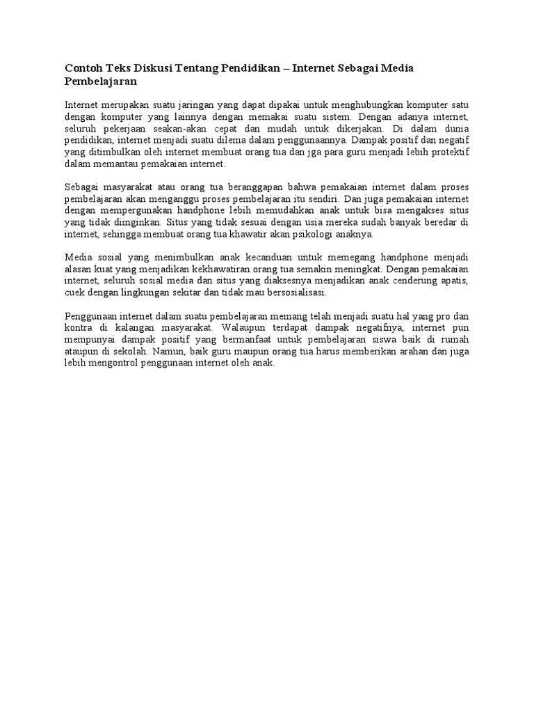 Teks Diskusi Internet dalam Pendidikan | PDF