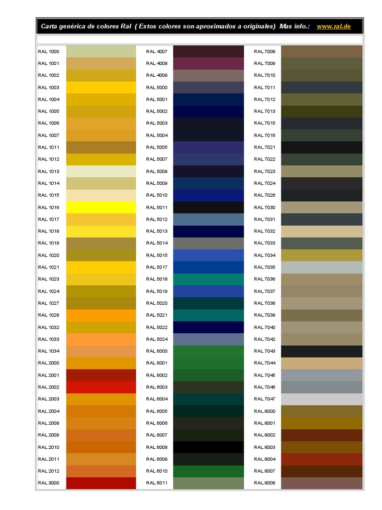 Carta Genérica de Colores Ral | PDF | Informatique et technologies de l ...