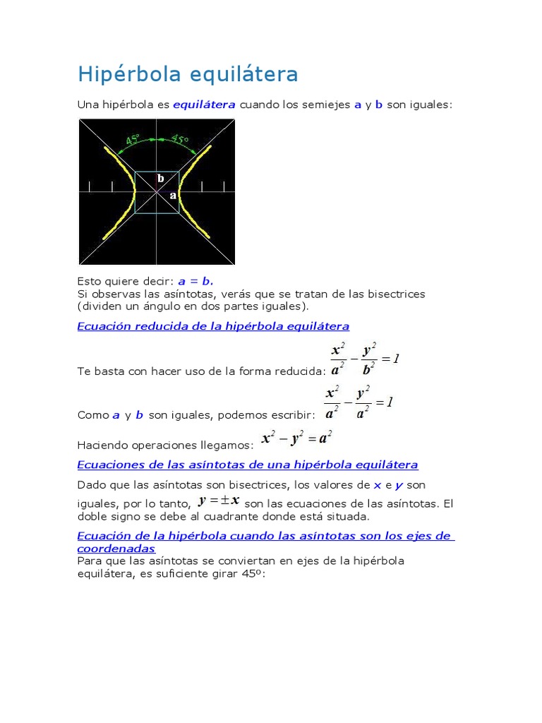 Hipérbola Equilátera | PDF | Geometria clasica | Geometría Elemental