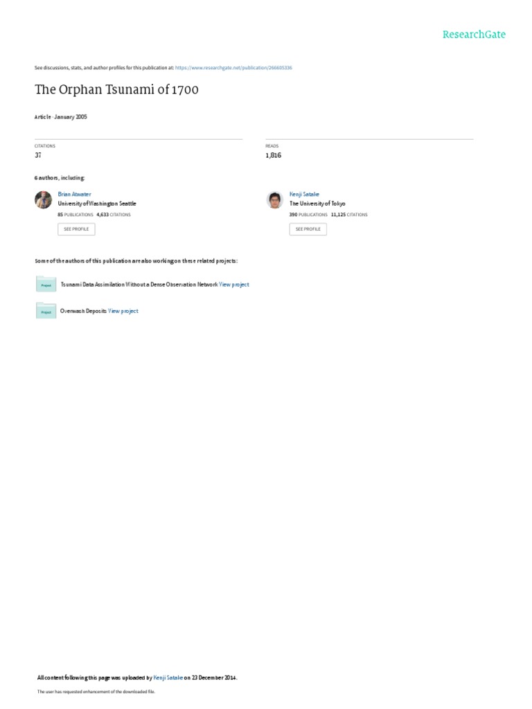 The Orphan Tsunami of 1700 | PDF | Earthquakes | Tsunami