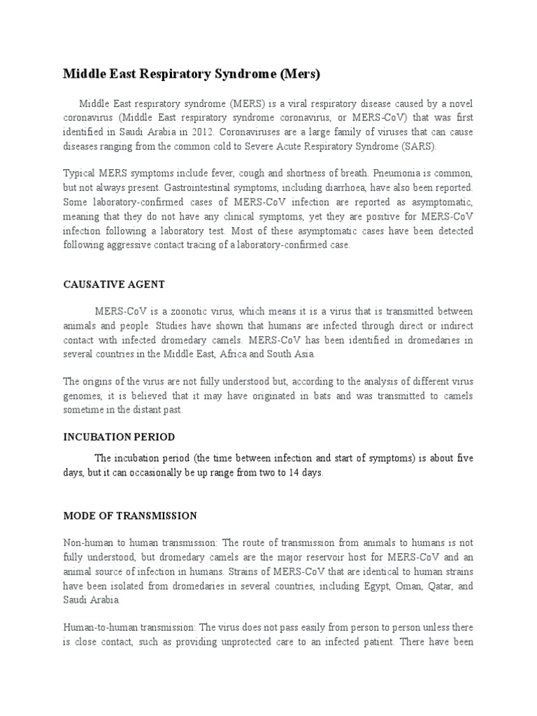 Middle East Respiratory Syndrome (Mers) : Causative Agent | PDF | Elisa ...
