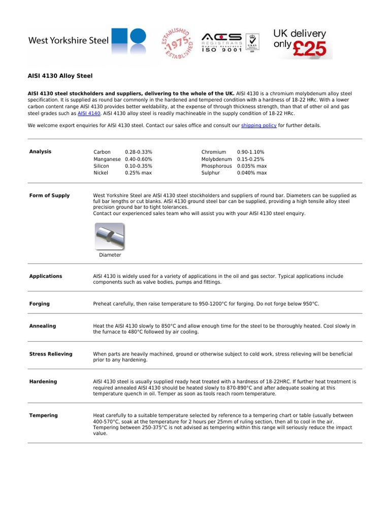 AISI 4130 Alloy Steel | PDF