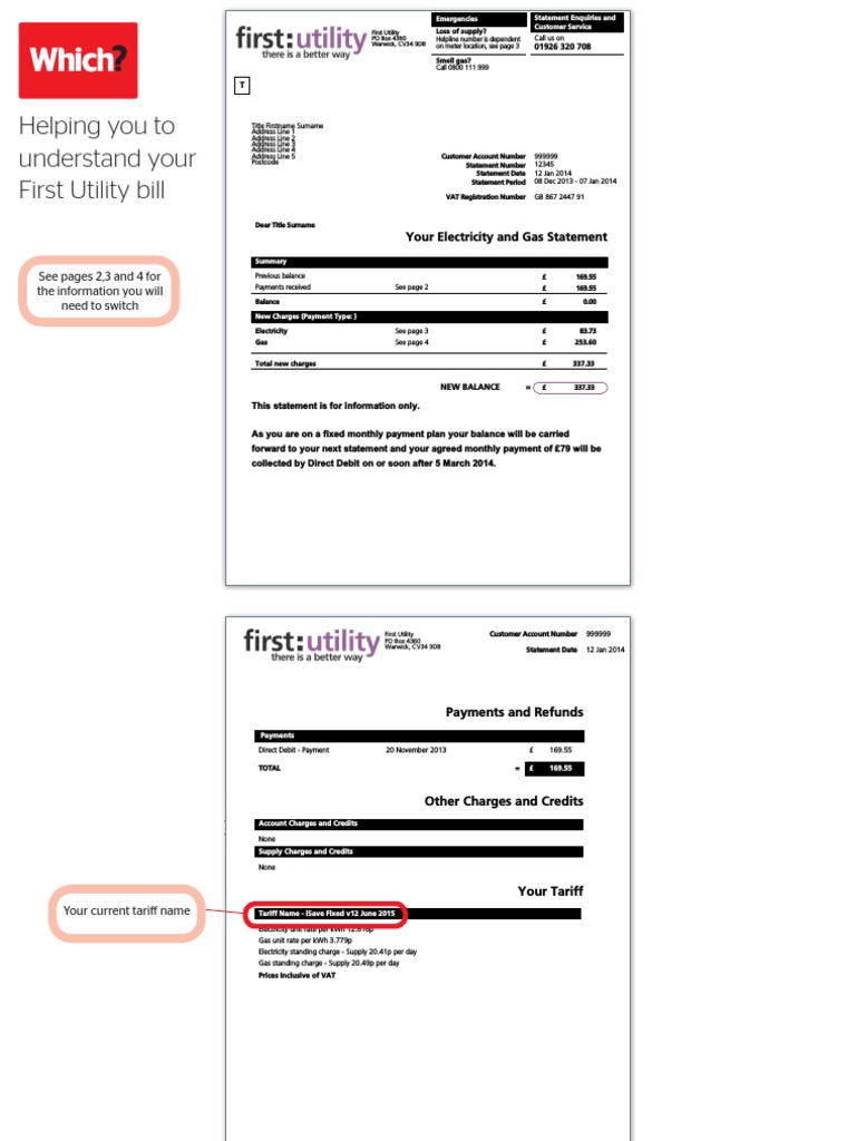 First Utility Bill 356133 PDF | PDF | Debit Card | Cheque