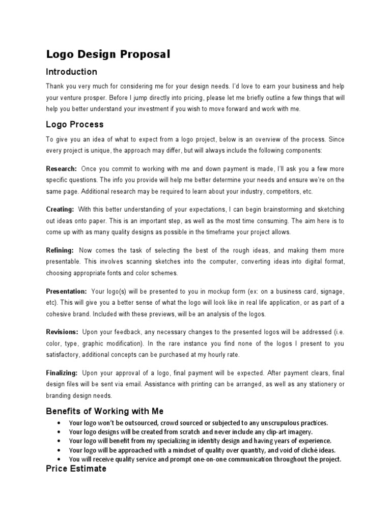 An Effective Logo Design Process and Competitive Pricing Proposal | PDF ...