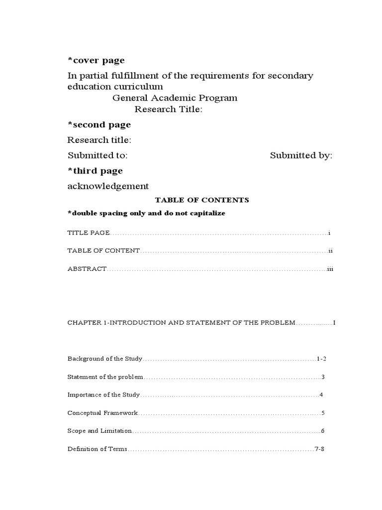 In Partial Fulfillment of The Requirements For Secondary Education ...