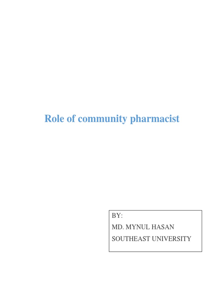 Community Pharmacist Roles and Responsibilities | PDF | Pharmacy ...