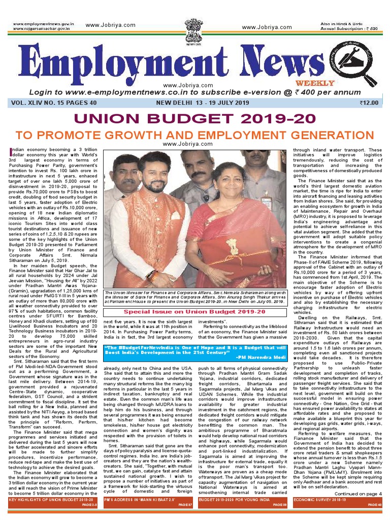 Employment Newspaper Third Week of July 2019 PDF | PDF | Economies ...