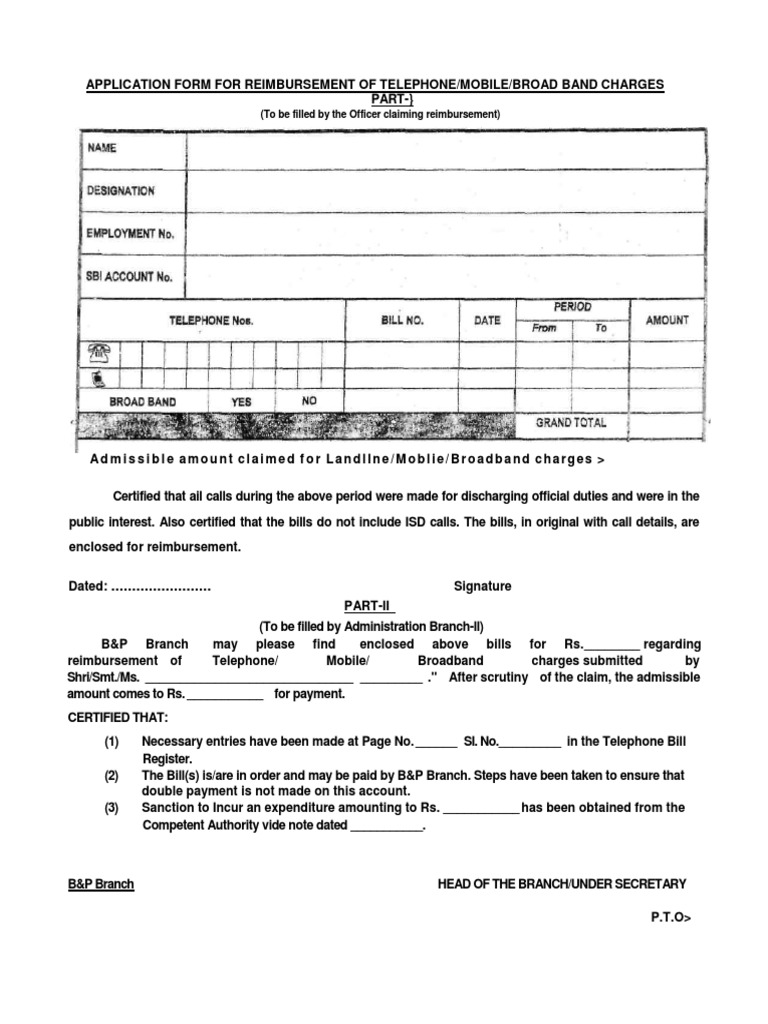 To Be Filled by The Officer Claiming Reimbursement | PDF | Government ...