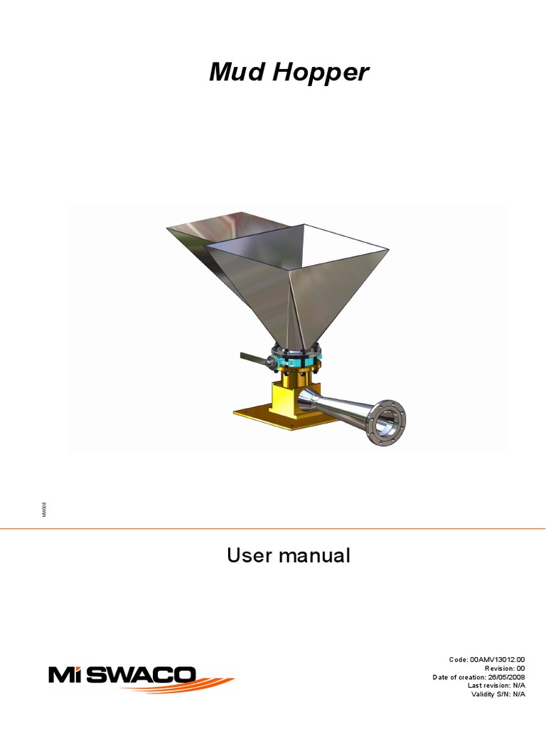 Mud Hopper: User Manual | PDF | Pump | Pipe (Fluid Conveyance)