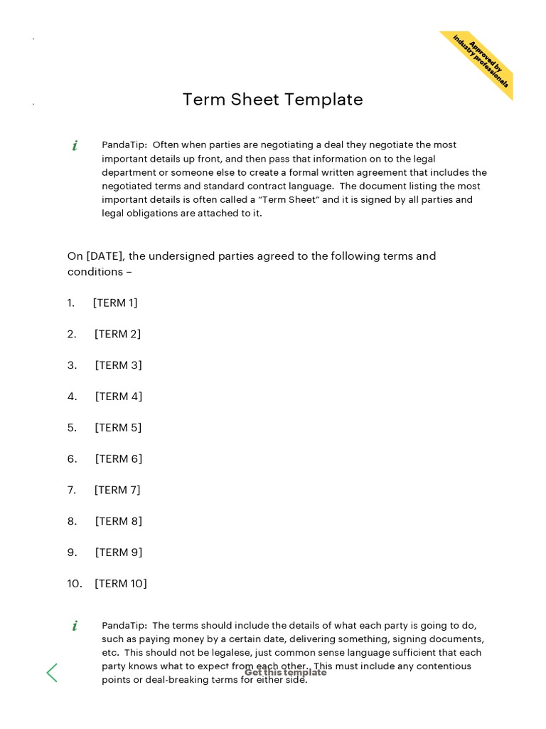 Term Sheet Template - Pandadoc | PDF | Civil Law (Legal System ...
