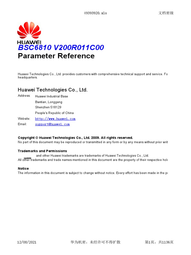 BSC6810 V200R011C00 Parameter Reference | PDF | Parameter (Computer Programming) | Scope ...