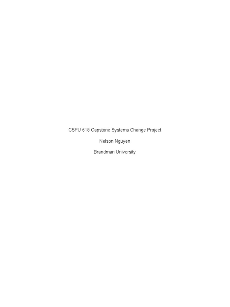 Nelson Nguyen Cspu 618 Capstone Systems Change Project | PDF | School ...