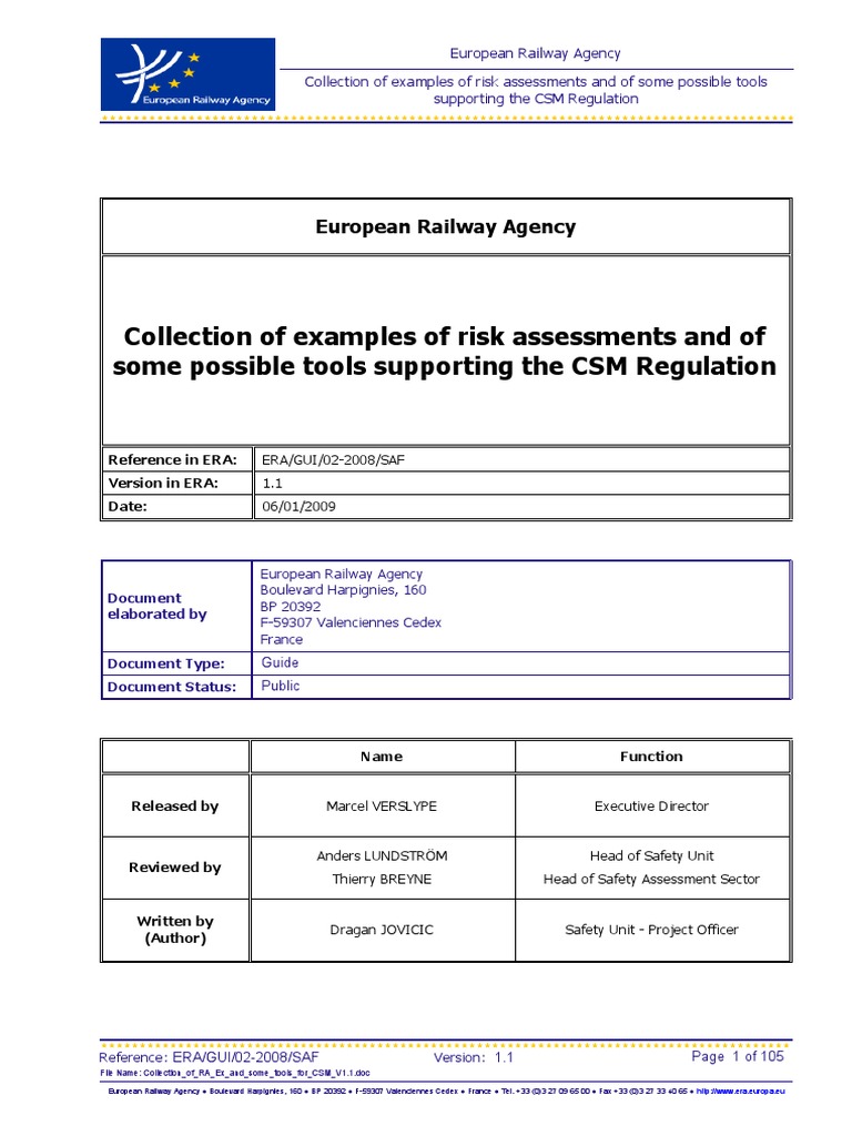 Collection of Examples of Risk Assessments and Possible Tools ...