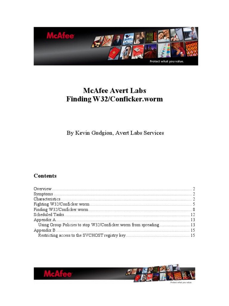 Combatting W32 Conficker Worm | PDF | Windows Registry | Antivirus Software