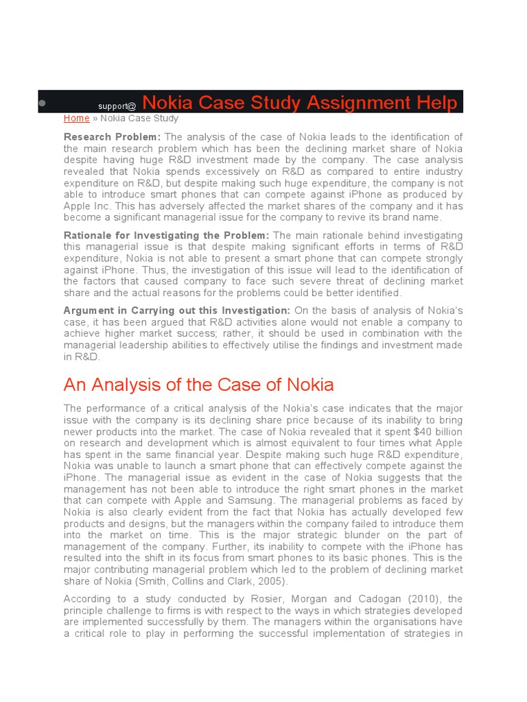 Nokia Case Study Assignment Help | PDF | Smartphone | Nokia
