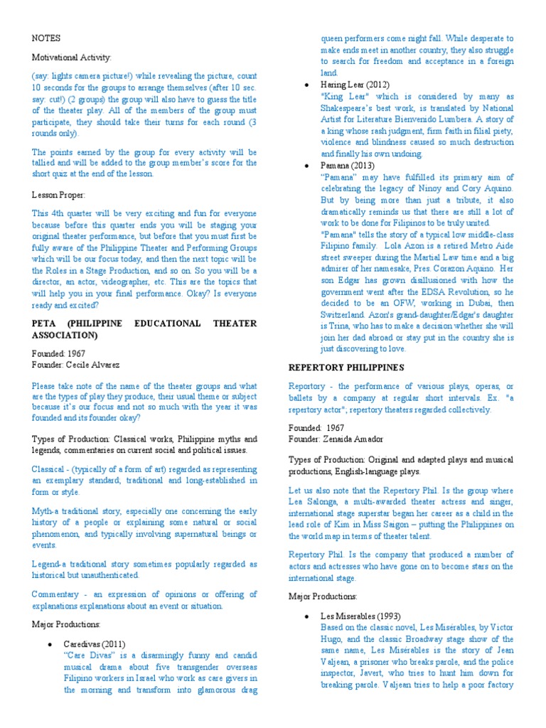 Peta (Philippine Educational Theater Association) | PDF | Les ...