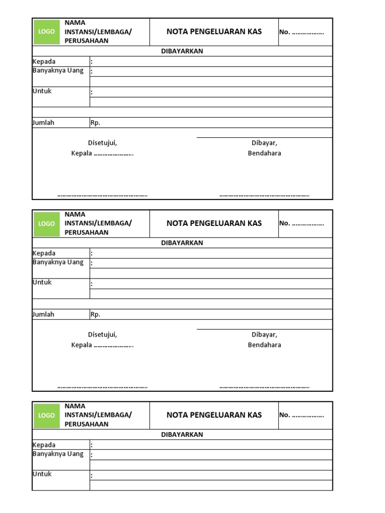 Nota Pengeluaran Kas | PDF