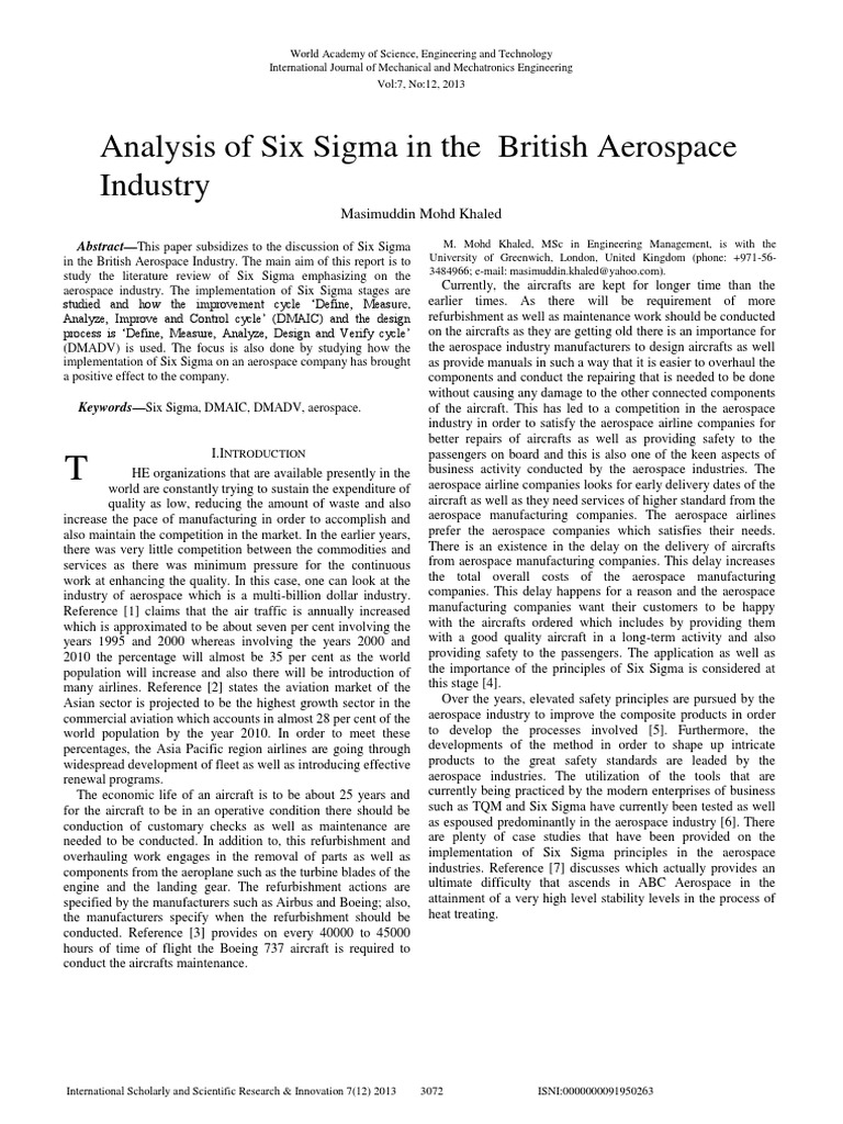 Bae Case Study | PDF | Six Sigma | Aerospace
