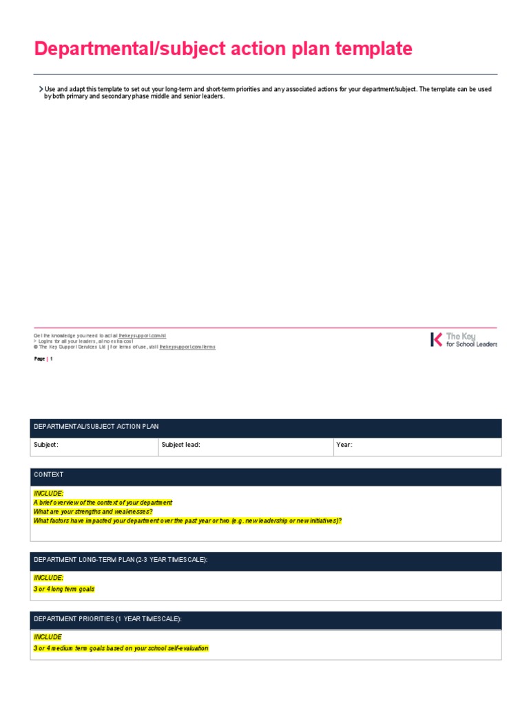 KeyDoc Dept Sub Action Plan Blank | PDF | Goal | Cognition