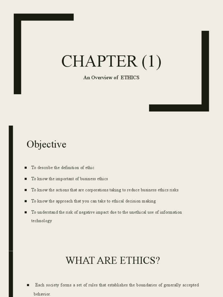 Ethics Chapter (1) ppttxt1 | PDF | Integrity | Morality