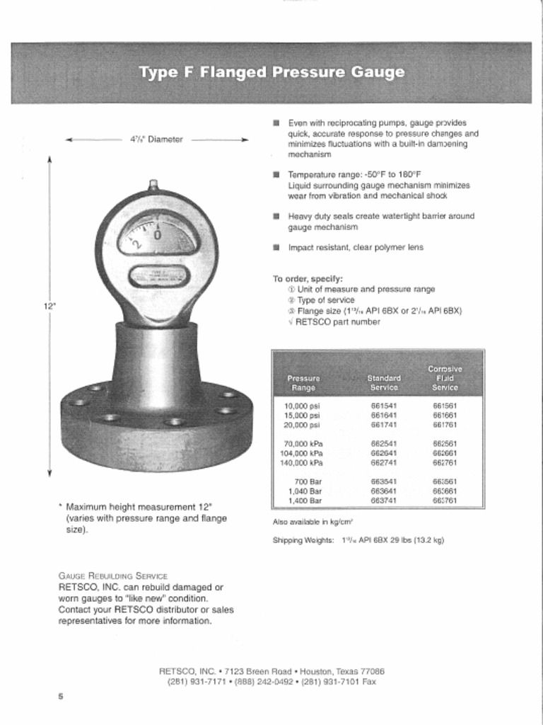 RETSCO Gauge Type F - 0001 PDF | PDF