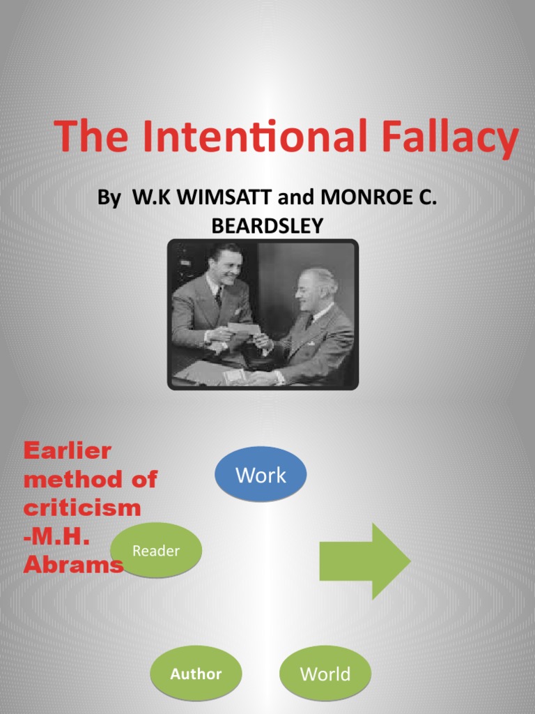 The Intentional Fallacy: by W.K Wimsatt and Monroe C. Beardsley | PDF