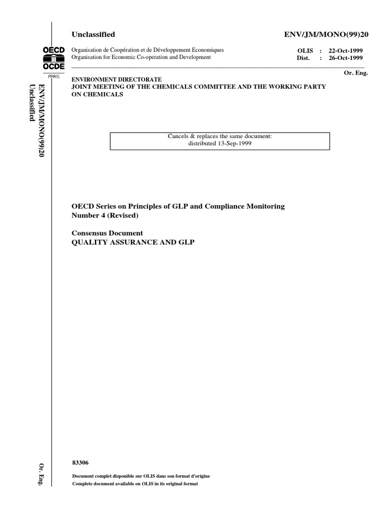 OECD QA Guide for GLP Compliance | PDF | Quality Assurance | Audit