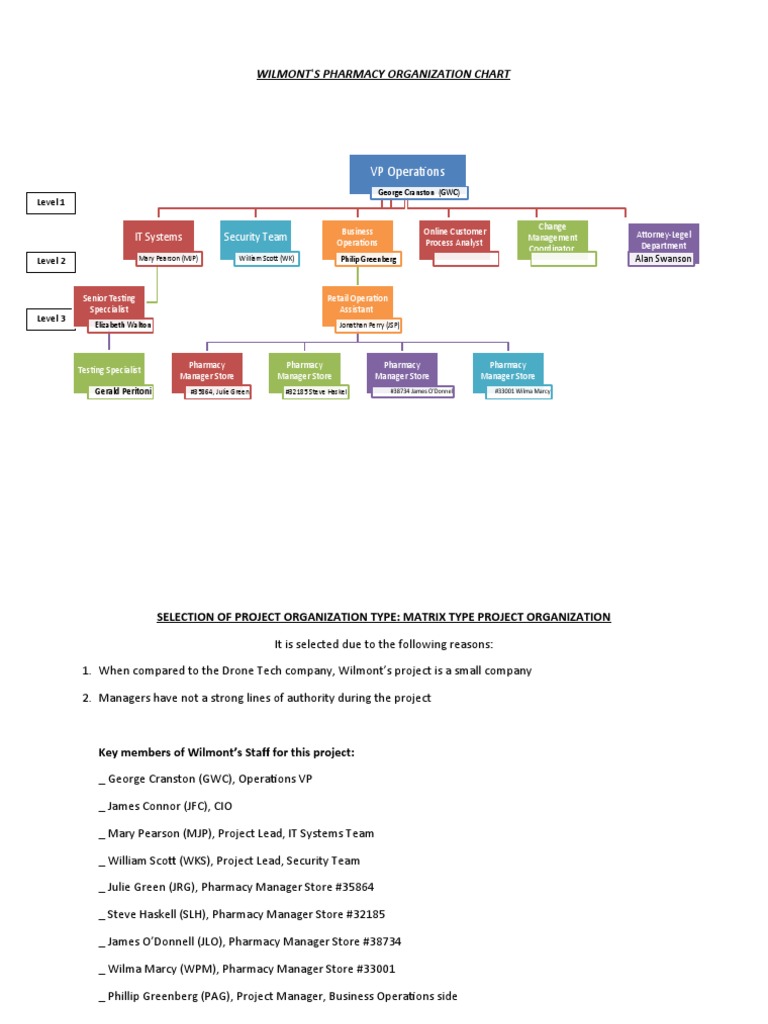 WILMONT'S PHARMACY ORGANIZATION CHART | Business | Business