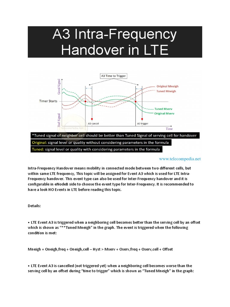 A3 Intra-Frequency Handover in LTE | PDF | Lte (Telecommunication) | Information And ...