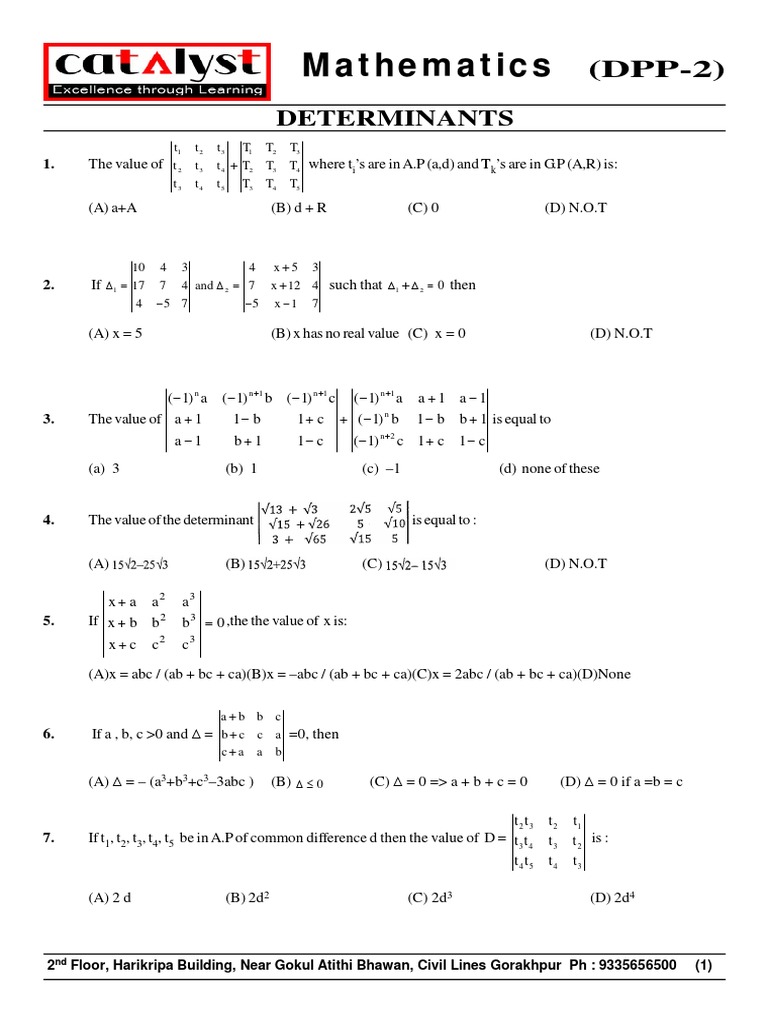 DPP-2 (Determinant) | PDF | Triangle | Convex Geometry