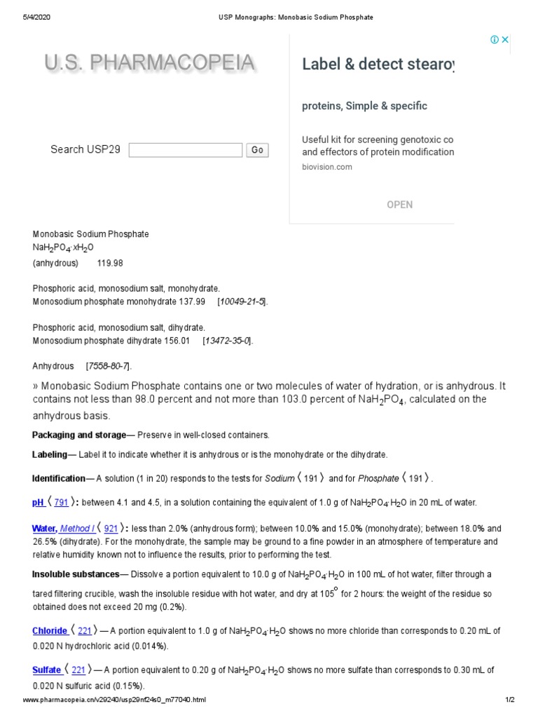USP Monographs - Monobasic Sodium Phosphate | PDF | Sodium Hydroxide ...