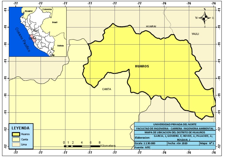 Mapa Del Distrito Huaros PDF | PDF