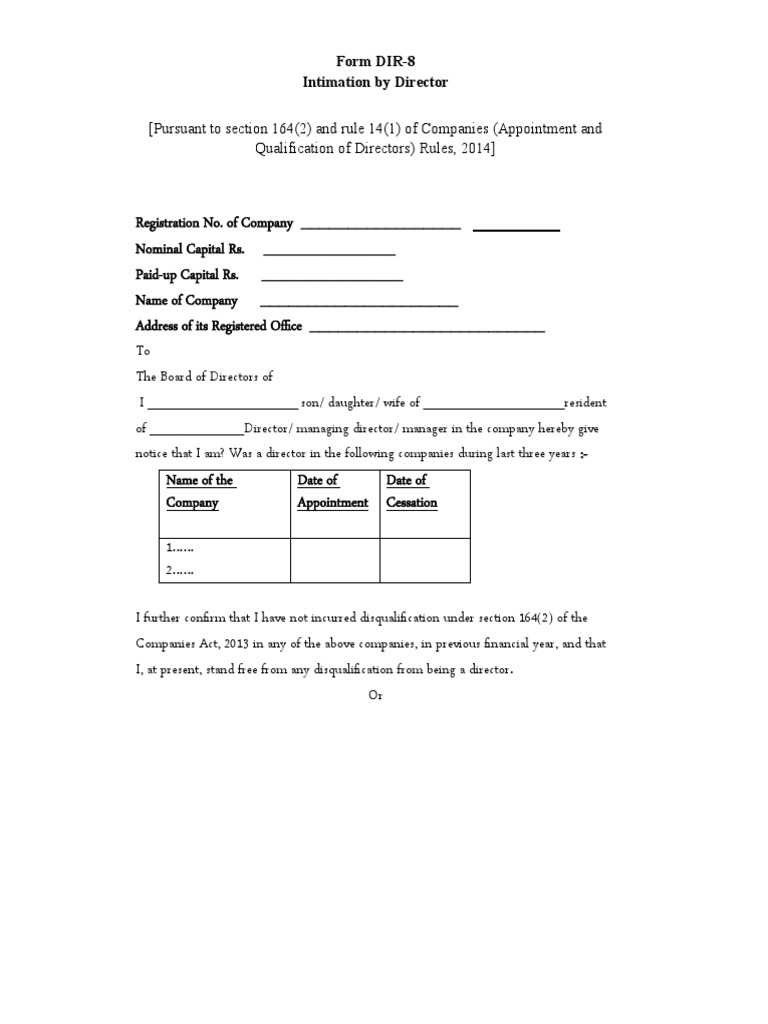 (Pursuant To Section 164 (2) and Rule 14 (1) of Companies (Appointment ...