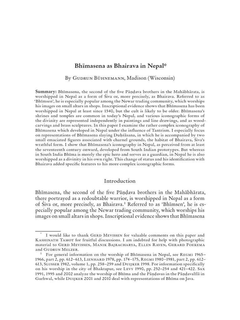 Bhīmasena As Bhairava in Nepal : Summary | PDF | Shiva | Nepal