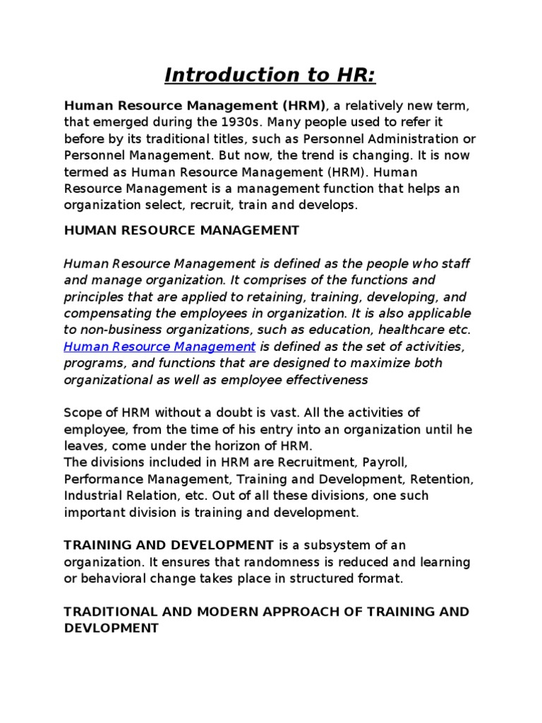Introduction to HR Management | PDF | Human Resource Management | Goal