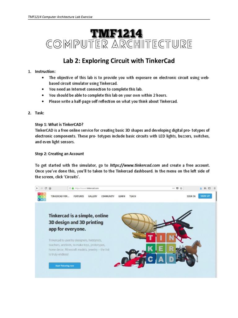 Lab 2 - Exploring Circuit With TinkerCad | PDF