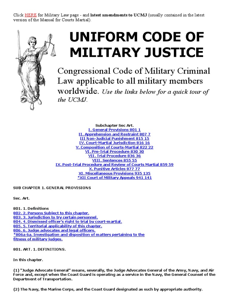Uniform Code of Military Justice - UCMJ | PDF | Uniform Code Of ...