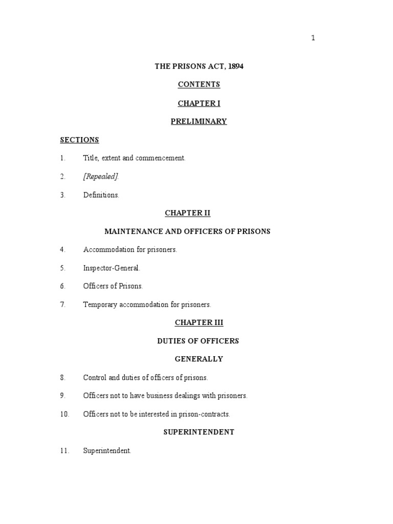 The Prisons Act, 1894 Preliminary Sections: (Repealed) | PDF | Solitary ...